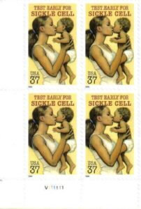 sickle cell anemia disease ~ blood cells ~ black heritage ~ black history #3877 plate block of 4 x 37¢ us postage stamps