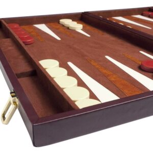 21-inch Backgammon Set - Brown Board and Playing Surface - White and Light Brown Points