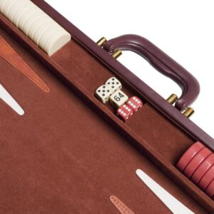 21-inch Backgammon Set - Brown Board and Playing Surface - White and Light Brown Points