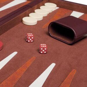 21-inch Backgammon Set - Brown Board and Playing Surface - White and Light Brown Points