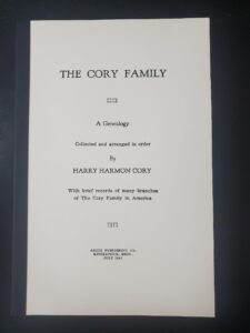 cory family genealogy: with brief records of many branches of the cory family in america