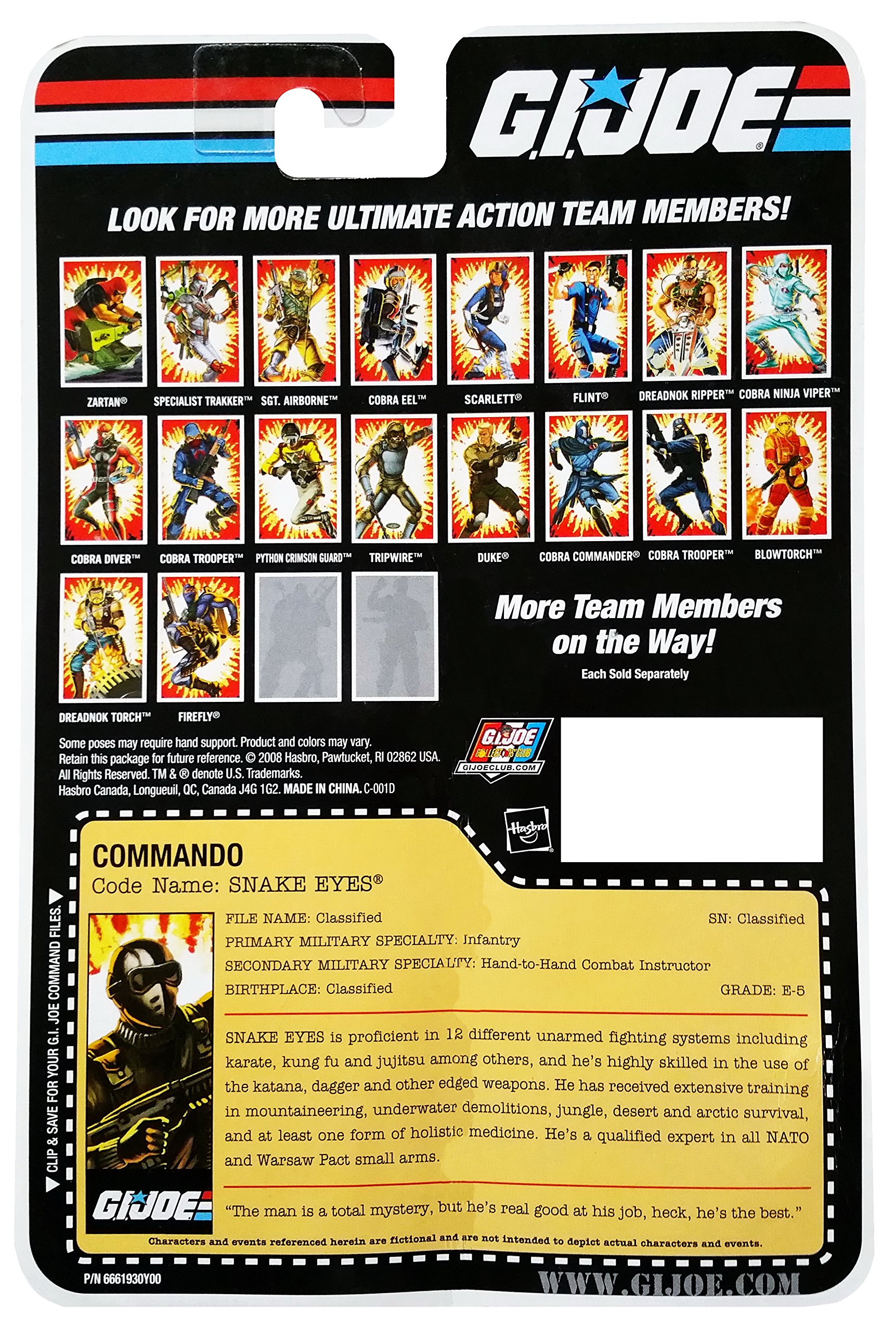 G.I. Joe 25th Anniversary Comic Series Cardback: Snake Eyes (Commando) 3.75 Inch Action Figure