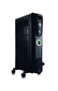 de'longhi oil filled radiator heater, 1500w electric space heater for indoor use, portable room heater, energy saving, full room like office and bedroom with safety features, ew7707cb