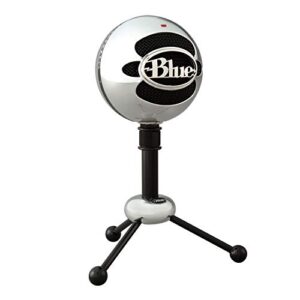 logitech for creators blue snowball usb microphone for pc, mac, gaming, streaming, podcasting, condenser mic with cardioid and omnidirectional pickup patterns, retro design – brushed aluminum