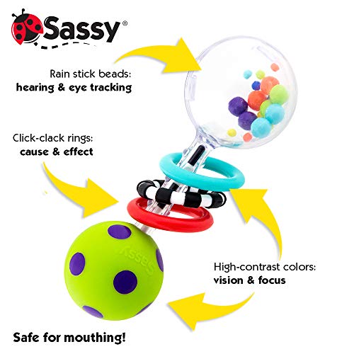 Sassy Spin Shine Rattle Developmental Toy (Colors May Vary)