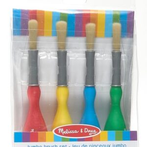 Melissa & Doug Jumbo Brush Set - 4-Pack, Paintbrushes in Red, Blue, Green, Yellow