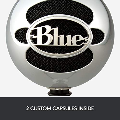 Logitech for Creators Blue Snowball USB Microphone for PC, Mac, Gaming, Streaming, Podcasting, Condenser Mic with Cardioid and Omnidirectional Pickup Patterns, Retro Design – Brushed Aluminum