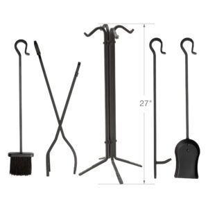 UniFlame, F-11140, 5-Piece Wrought Iron Fireplace Tools Set, Black