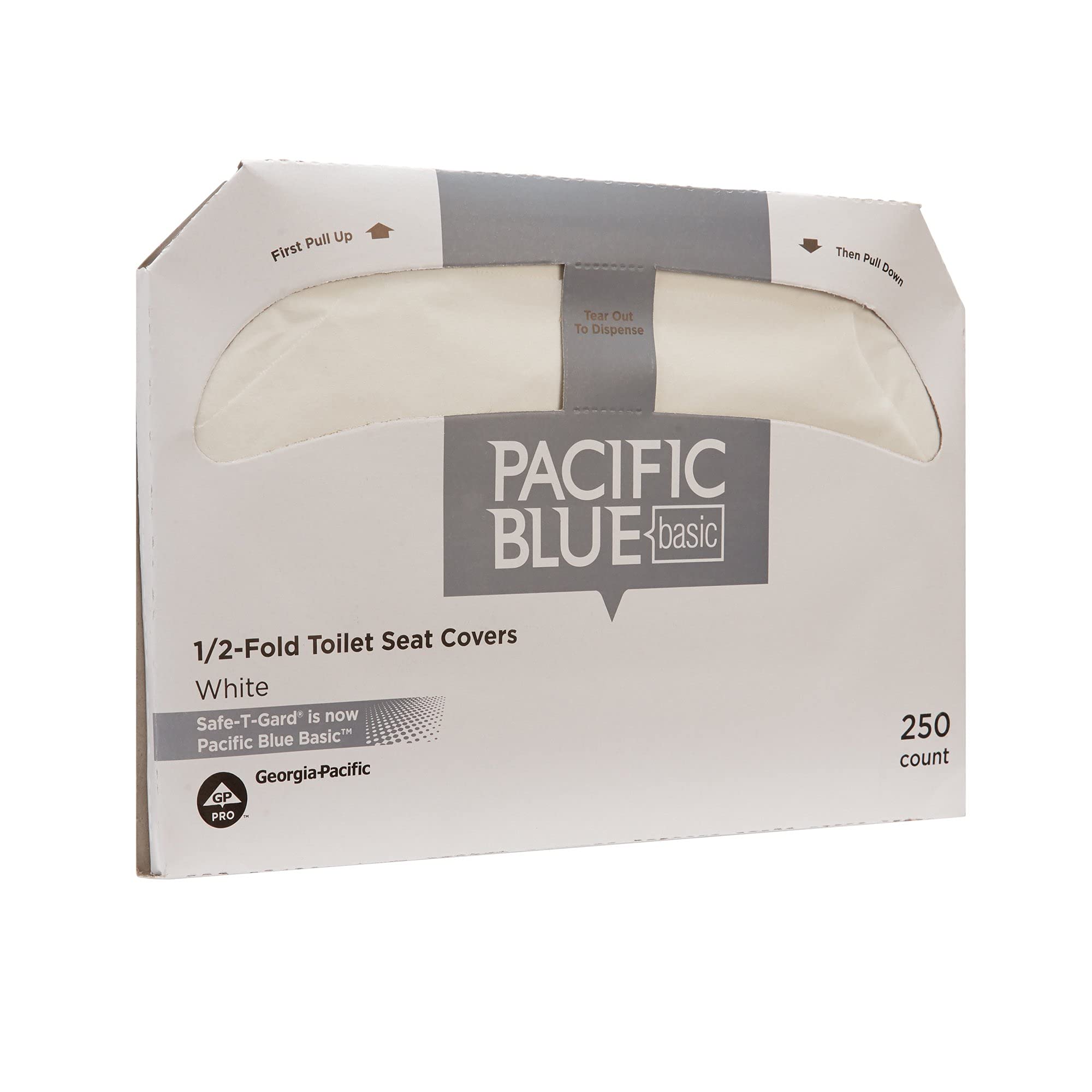 Pacific Blue Basic Disposable Toilet Seat Covers by GP PRO (Georgia-Pacific), 1/2 Fold, 47046, 250 Covers Per Pack, 20 Packs Per Case, White