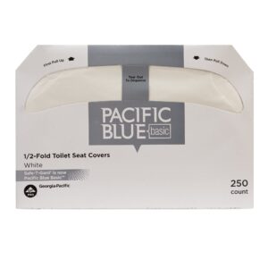 pacific blue basic disposable toilet seat covers by gp pro (georgia-pacific), 1/2 fold, 47046, 250 covers per pack, 20 packs per case, white