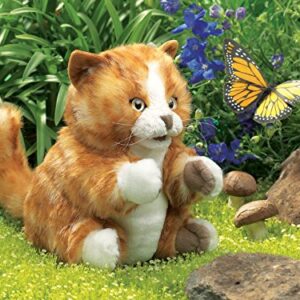 Folkmanis Orange Tabby Kitten Hand Puppet Orange, White, 1 EA