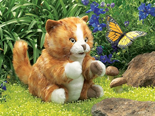 Folkmanis Orange Tabby Kitten Hand Puppet Orange, White, 1 EA