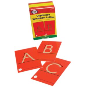 didax uppercase sandpaper letters - 28 tactile alphabet cards for grades pre-k to 1st - educational letter resources for young learners