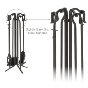 UniFlame, F-11140, 5-Piece Wrought Iron Fireplace Tools Set, Black