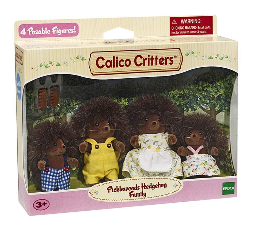 Calico Critters Pickleweeds Hedgehog Family - Set of 4 Collectible Doll Figures for Children Ages 3+