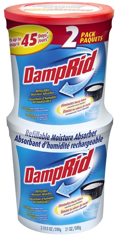 Damprid FG60 Refillable Moisture Absorber, 10.5 oz Twin Pack, White to Off-White, Solid