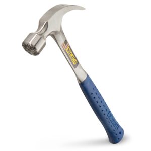 estwing framing hammer - 22 oz curved claw with milled face & shock reduction grip - e3-22cmr