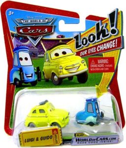 disney / pixar cars movie 1:55 die cast car with lenticular eyes luigi and guido