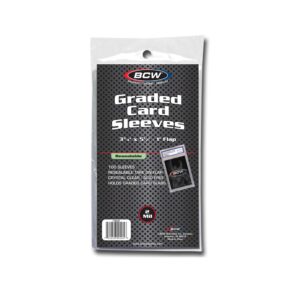 bcw resealable graded card sleeves -100ct | clear polypropylene protection for psa, beckett & more | secure adhesive strip | fits trading cards, sports cards, collectibles