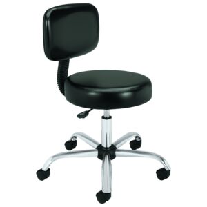 hon medical stool - vinyl exam stool with back, black (hmts11)