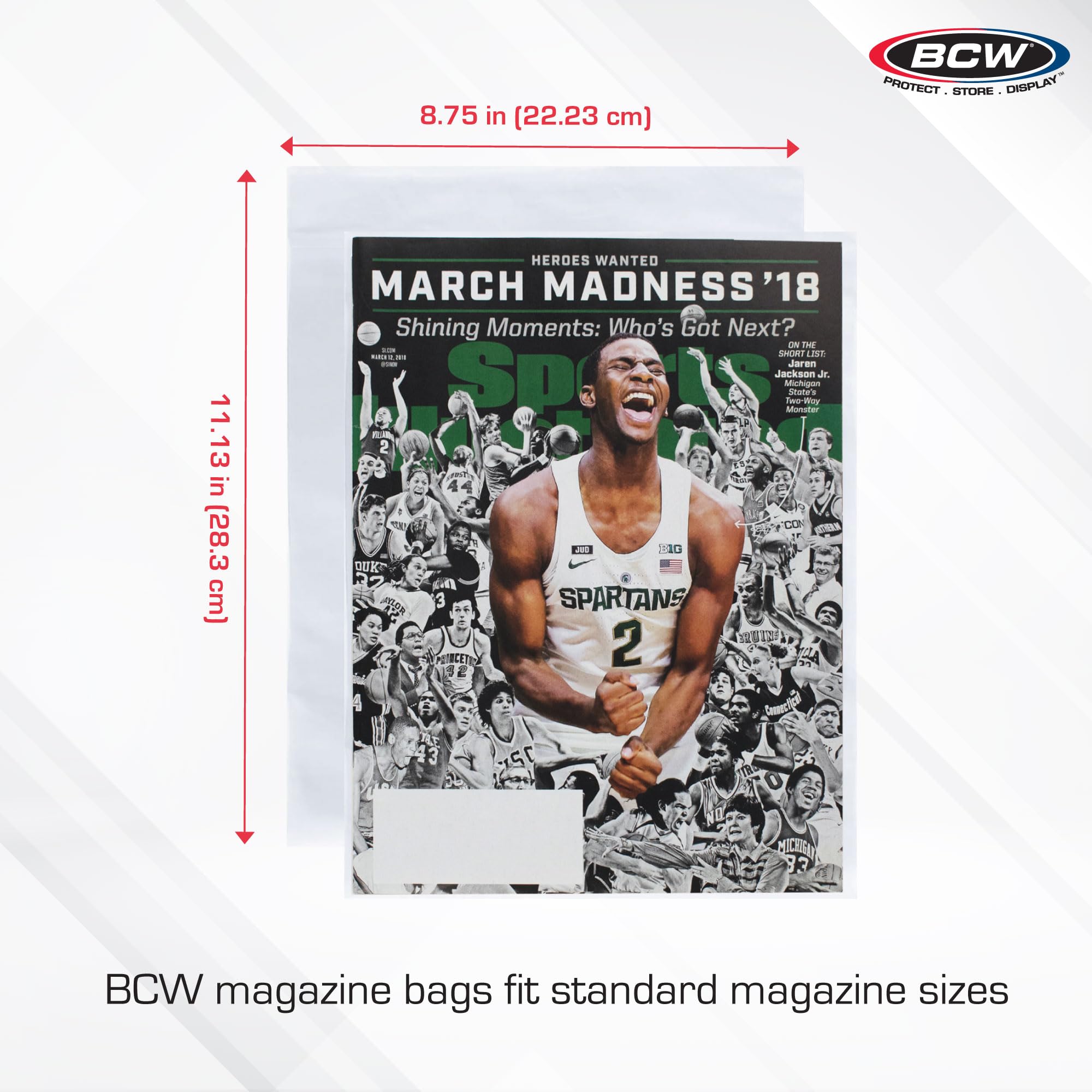 BCW Magazine Bags - 1 Pack of 100 | Acid-Free, Crystal Clear Polypropylene Sleeves for Archival-Quality Storage of Collectible Magazines | Protect and Showcase Your Valuable Comic Book Collection