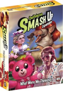 aeg smash up: what were we thinking? expansion | action-packed card game | explorers, grannies, rock stars, teddy bears | 2-4 players | ages 14+