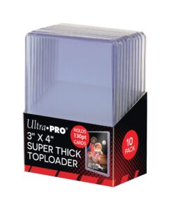 ultra pro 82327 3 x 4 inch toploaders super thick (10 count), cream, 130pt