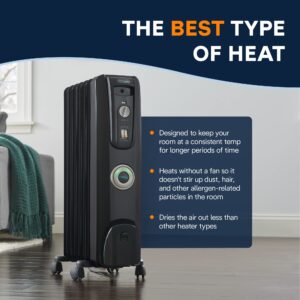 De'Longhi Oil filled Radiator Heater, 1500W Electric Space Heater for indoor use, portable room heater, Energy Saving, full room like office and bedroom with safety features, EW7707CB