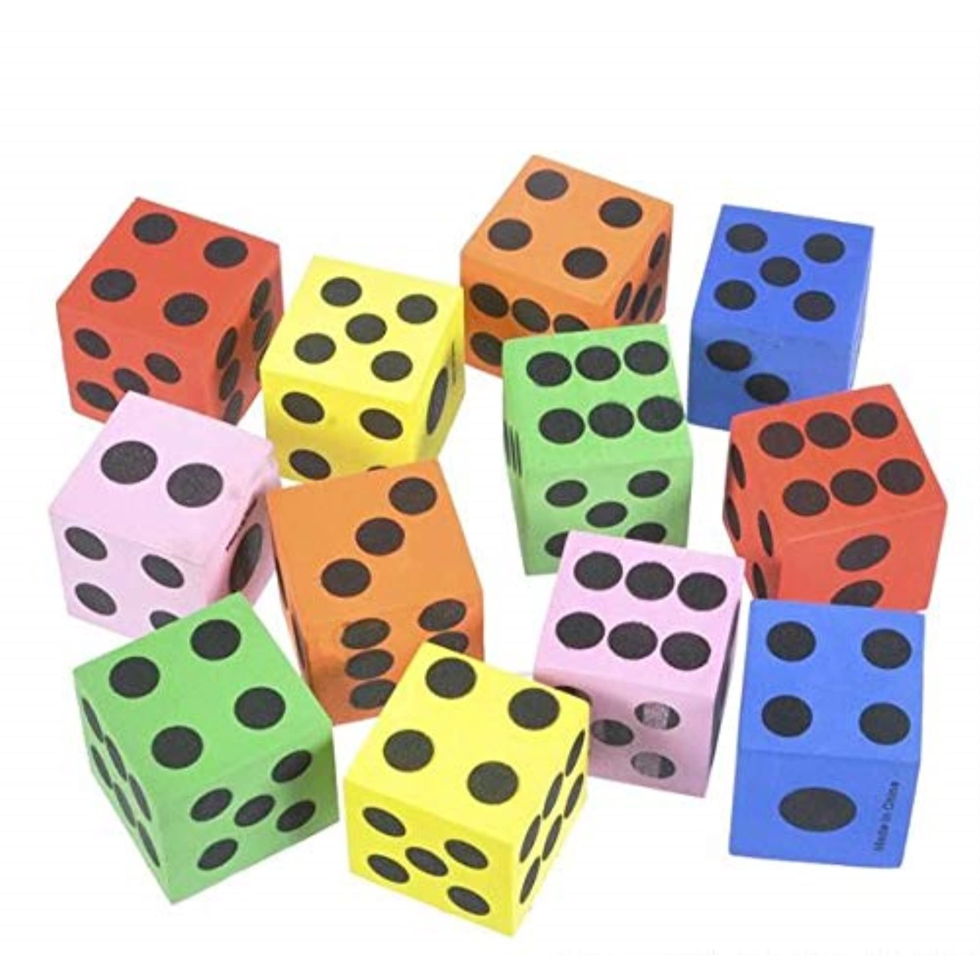 Rhode Island Novelty ~ 12 ~ Foam Dice ~ 1.5 Inch ~ Games Math Teaching ~ New