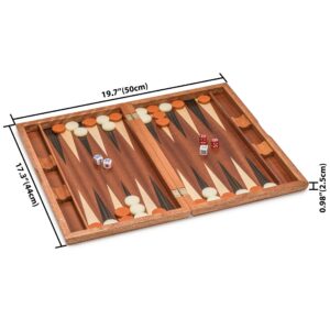 Yellow Mountain Imports Wooden Inlaid Backgammon Set, Cascadia - with Acrylic Playing Pieces & Wooden Dice Cups, 17-inch Board