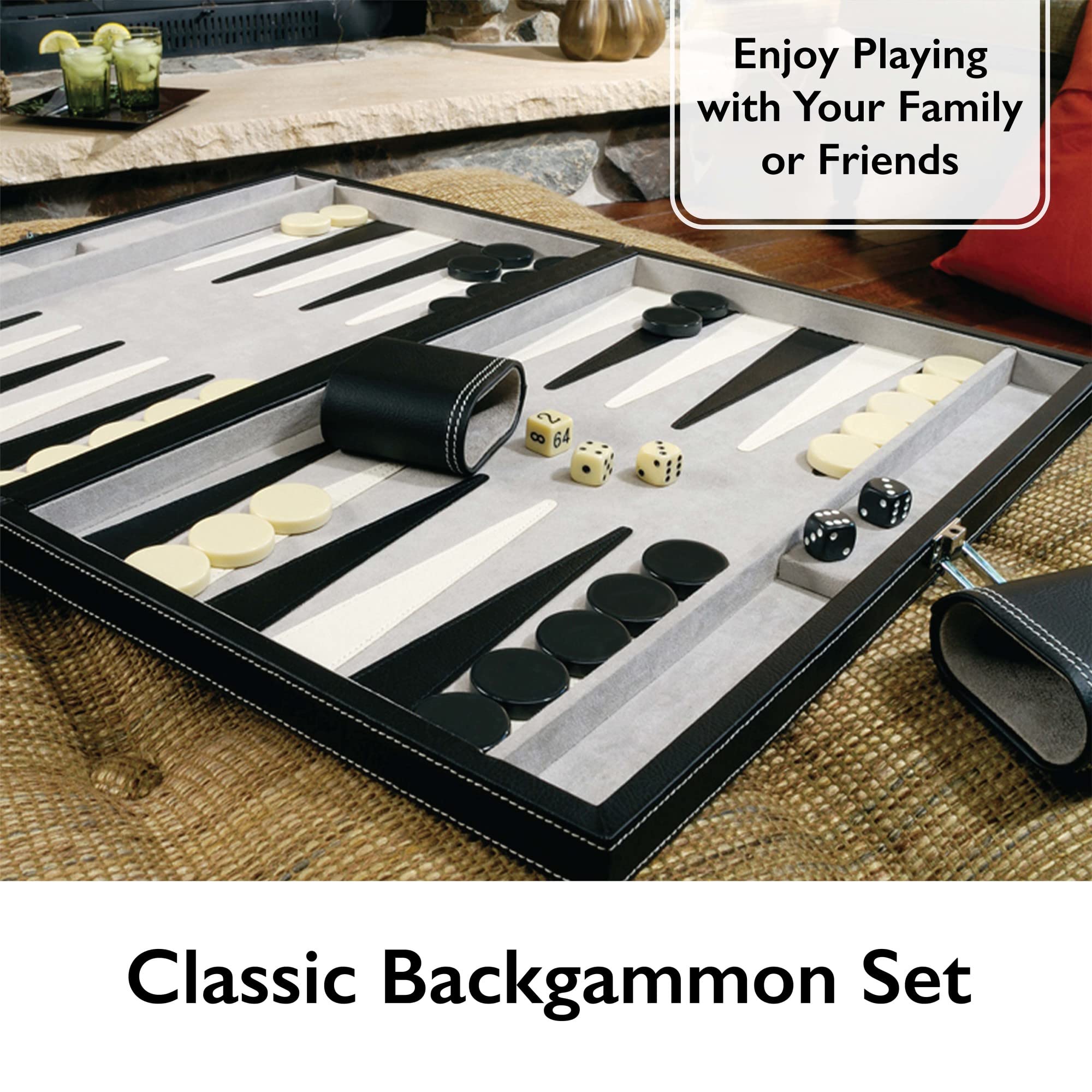 Mainstreet Classics 18-Inch Backgammon Board Game Set