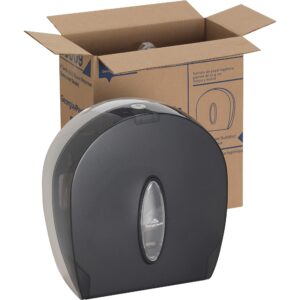 Two-Roll Jumbo Jr. Toilet Paper Dispenser by GP PRO (Georgia-Pacific), Translucent Smoke, 59209, 20.020" W x 5.670" D x 12.260" H