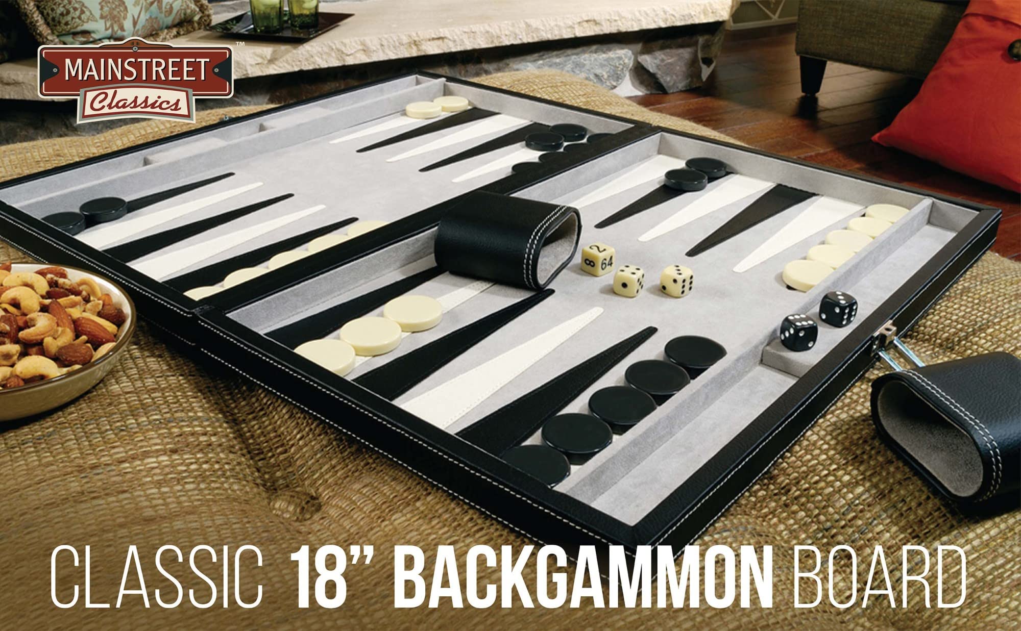 Mainstreet Classics 18-Inch Backgammon Board Game Set