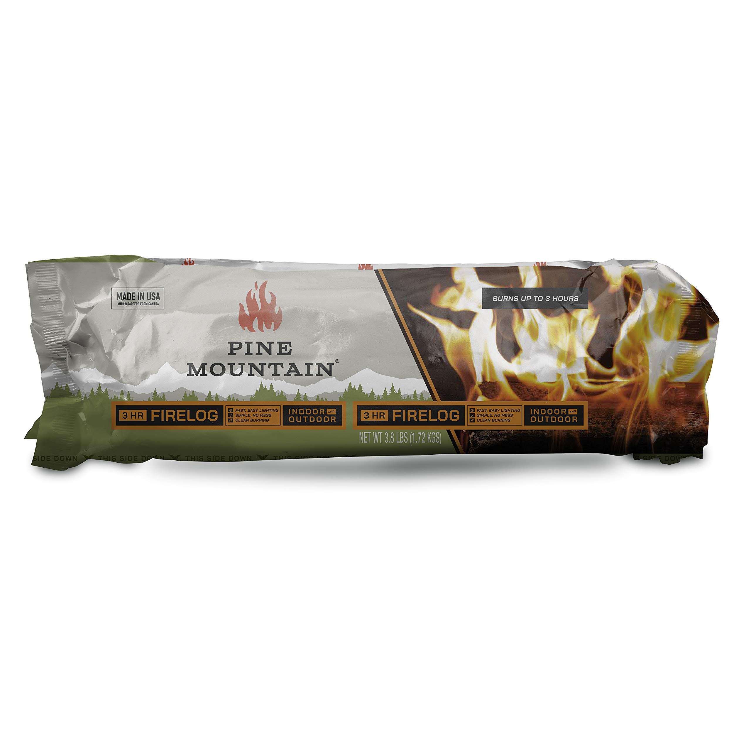 Pine Mountain Traditional 3-Hour Firelog, 6 Logs Long Burning Firelog for Campfire, Fireplace, Fire Pit, Indoor and Outdoor Use