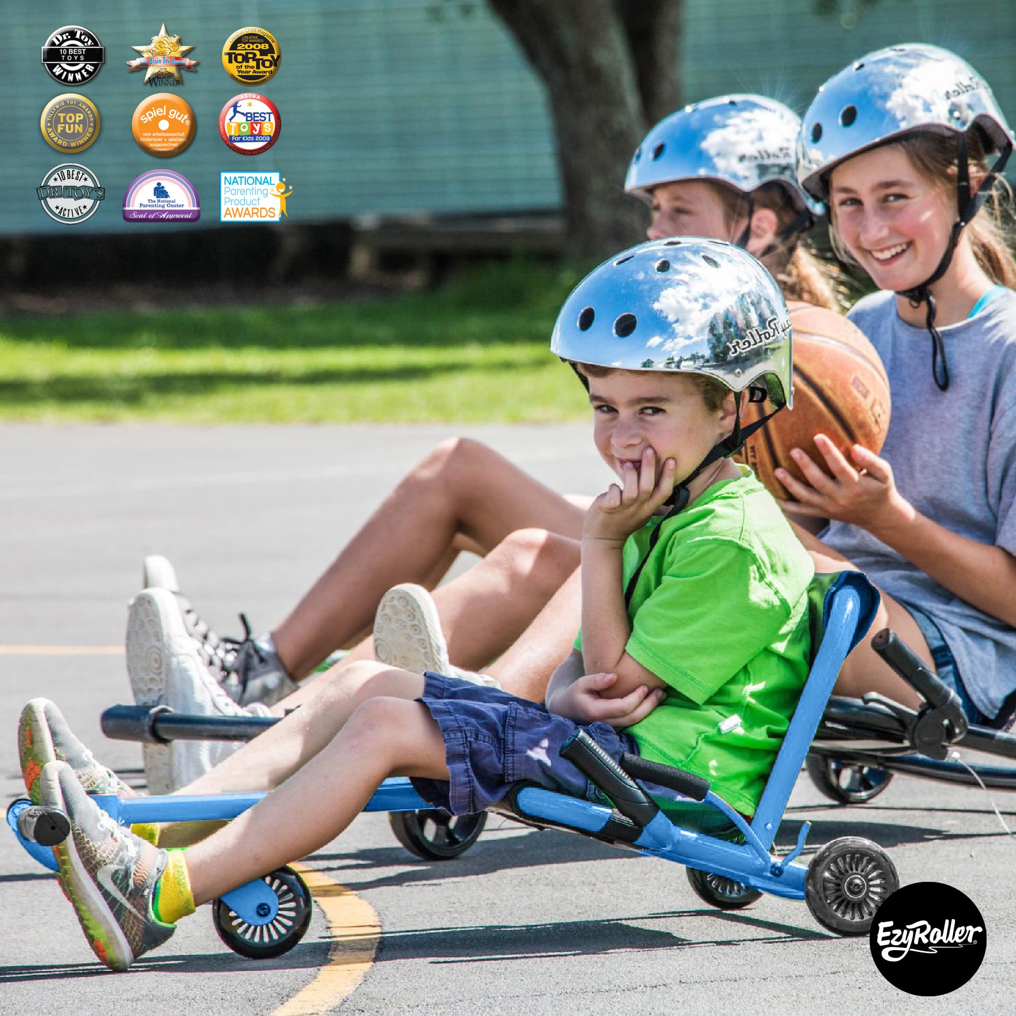 EzyRoller Classic Ride on Scooter for Kids Ages 4+ - Blue