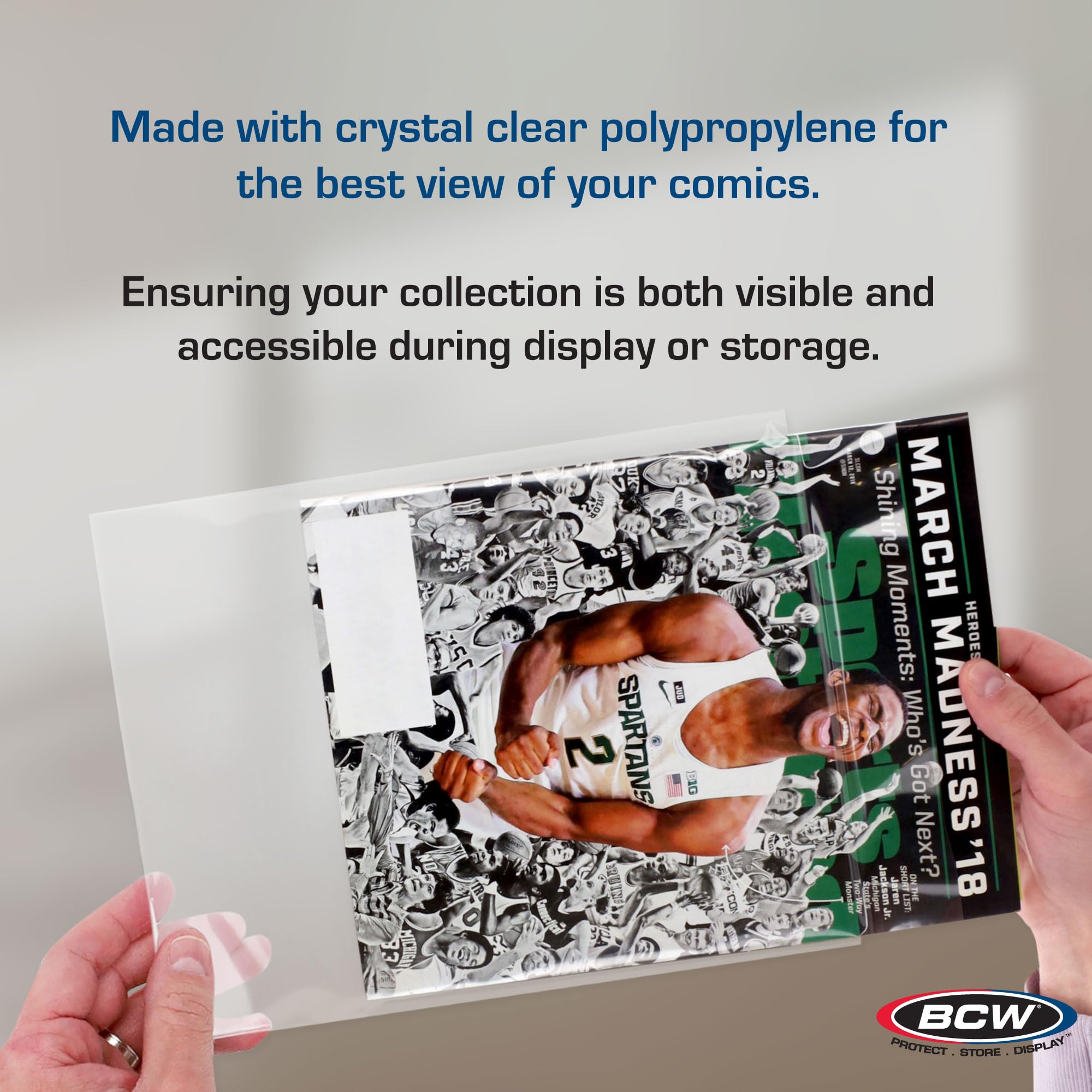 BCW Magazine Bags - 1 Pack of 100 | Acid-Free, Crystal Clear Polypropylene Sleeves for Archival-Quality Storage of Collectible Magazines | Protect and Showcase Your Valuable Comic Book Collection