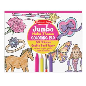 melissa & doug jumbo 50-page kids' coloring pad activity book - princess and fairy