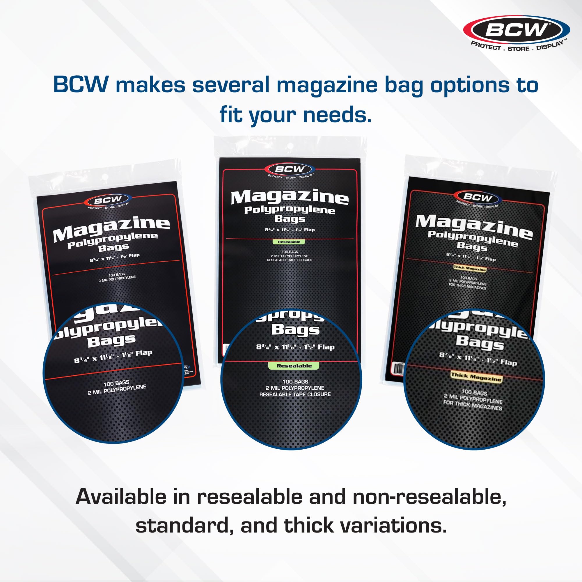 BCW Magazine Bags - 1 Pack of 100 | Acid-Free, Crystal Clear Polypropylene Sleeves for Archival-Quality Storage of Collectible Magazines | Protect and Showcase Your Valuable Comic Book Collection