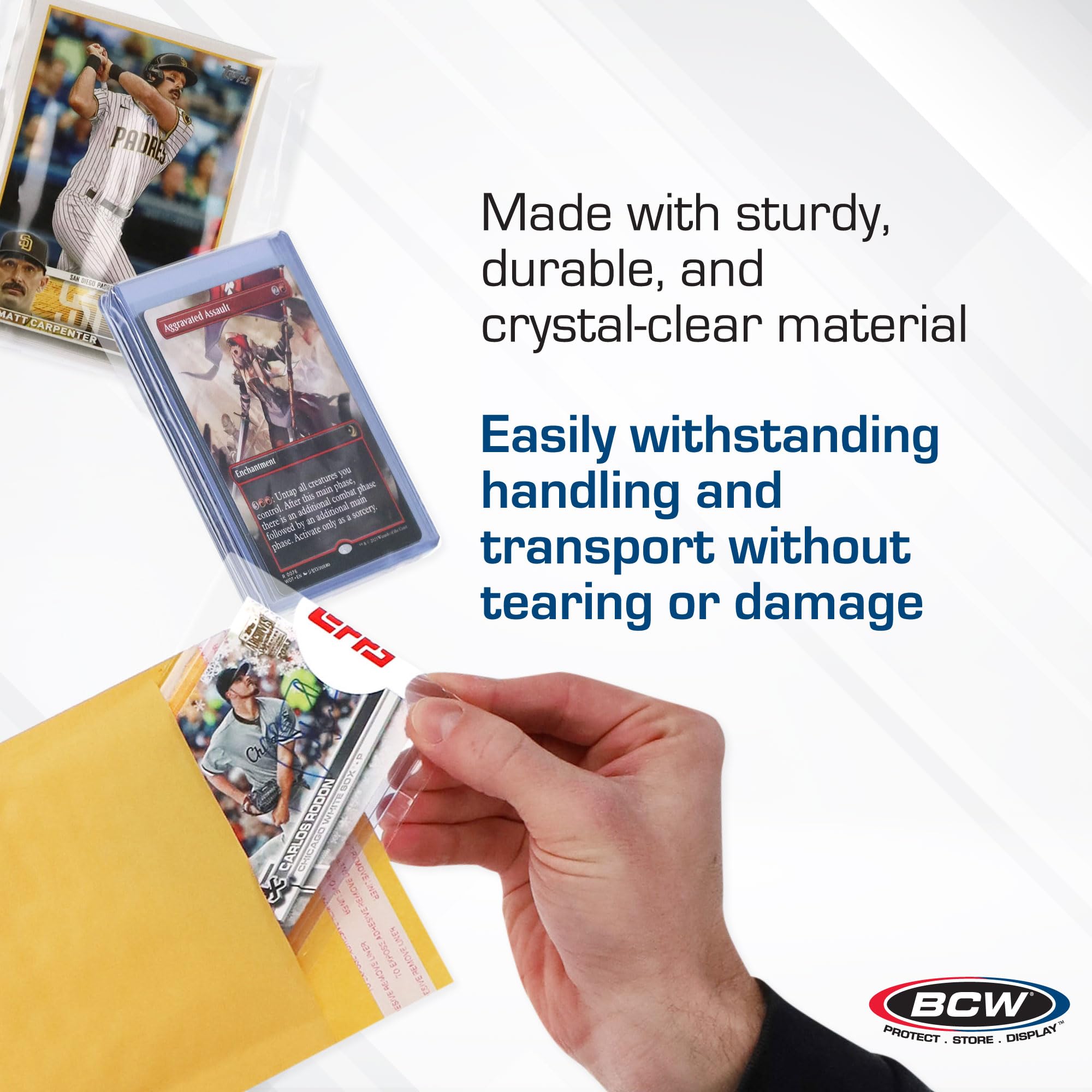 BCW Resealable Team Set Bags - 100 ct | Archival Quality Polypropylene | Holds 35 Standard Cards | Toploader and Magnetic Holder Compatible | Acid-Free Sealing Solution for Trading Card Collections