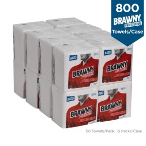 Brawny Professional 1/4-Fold A400 Disposable Cleaning Towel by GP PRO (Georgia-Pacific), White, 29215, 50 Towels Per Pack, 16 Packs Per Case (800 Total)