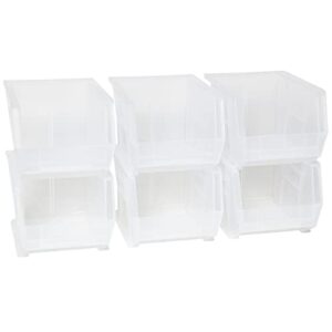 Akro-Mils 30239 AkroBins Plastic Storage Bins, Space-Saving Stackable Bins, Garage Organization Bins, Pantry Organization, Craft Storage, 11-Inch x 8-Inch x 7-Inch, Clear, 6-Pack