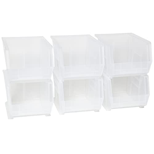 Akro-Mils 30239 AkroBins Plastic Storage Bins, Space-Saving Stackable Bins, Garage Organization Bins, Pantry Organization, Craft Storage, 11-Inch x 8-Inch x 7-Inch, Clear, 6-Pack