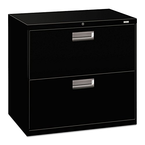 HON 600-Series Standard Lateral File with Lock, 2 Drawers, 28"H x 30"W x 19 1/4"D, Black