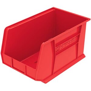 akro-mils 30260 akrobins plastic storage bins, space-saving stackable bins, garage organization bins, closet, classroom organization, craft storage, 18-inch x 11-inch x 10-inch, red, 6-pack