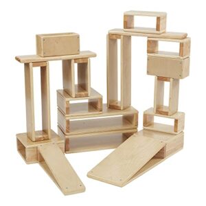 ecr4kids hollow block set, wooden toys, natural, 18-piece