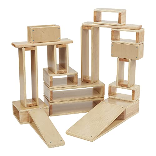 ECR4Kids Hollow Block Set, Wooden Toys, Natural, 18-Piece