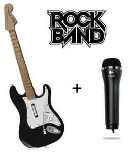 rock band official guitar + rock band microphone [xbox 360]