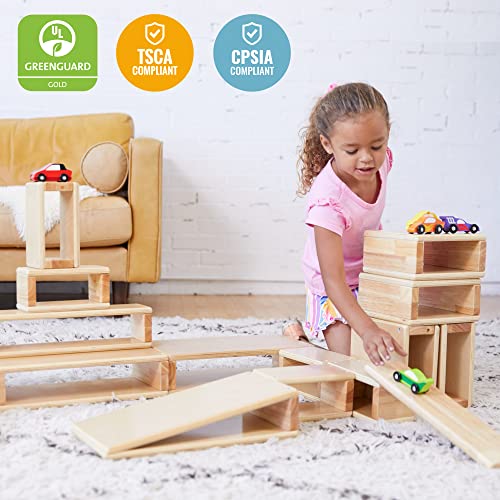 ECR4Kids Hollow Block Set, Wooden Toys, Natural, 18-Piece