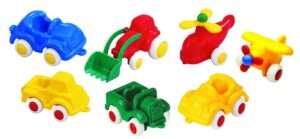 viking toys - mini chubbies primary gift set - includes 7 colorful 2.75" vehicles, for kids ages 1 year +