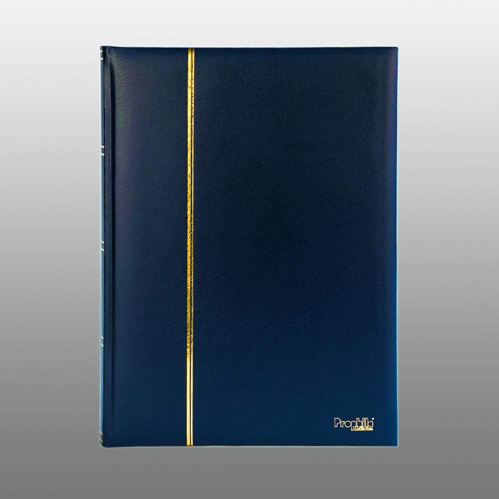 Prophila stockbook Stamp Album (New) 60 White Sides, Padded Blue Cover